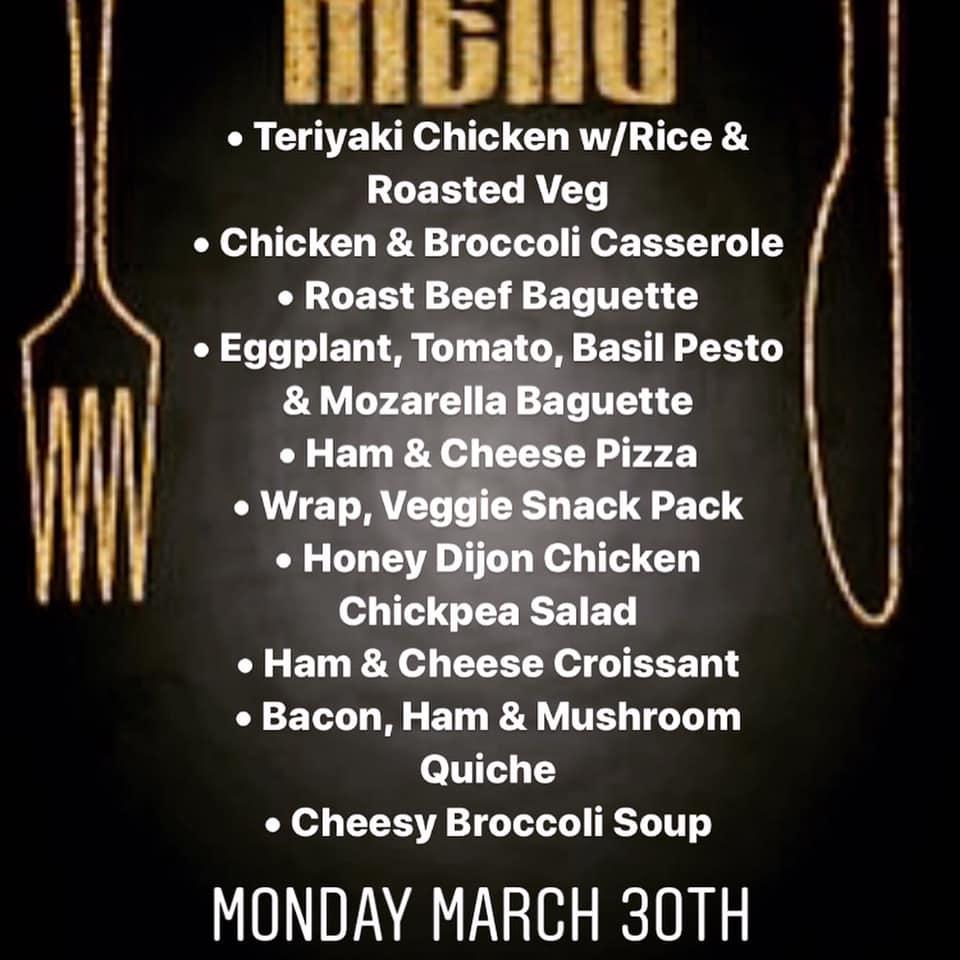Menu at Café Trocadero, Dauphin