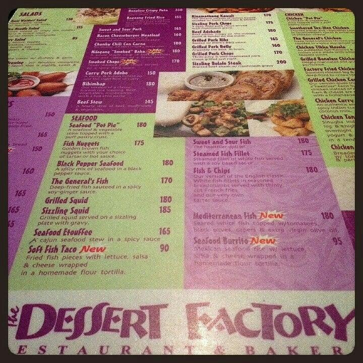Menu at Dessert Factory desserts, Cebu City, 3rd level Terraces Ayala ...