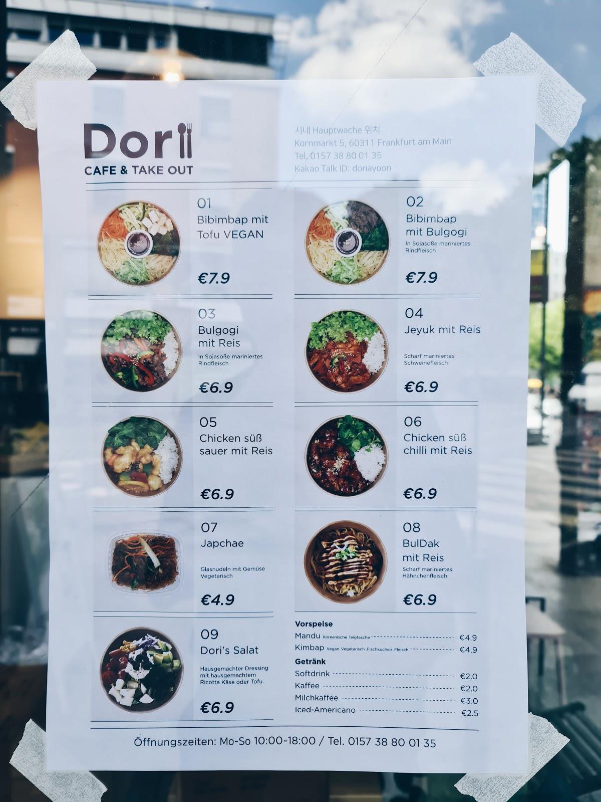 Menu at Dori Cafe & Take out, Frankfurt
