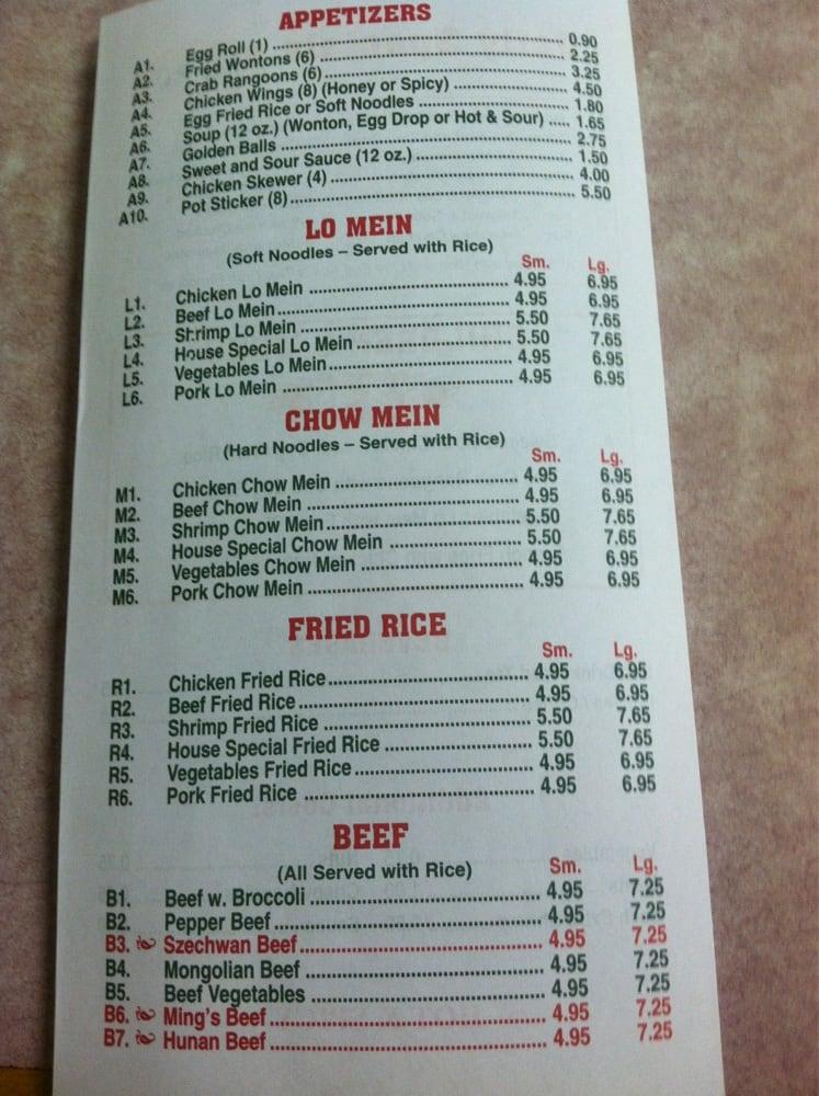 Menu at Golden Gate Express restaurant, York