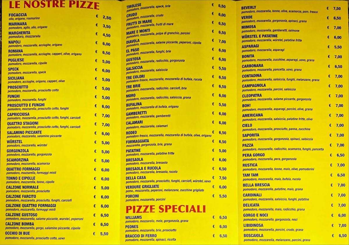 Menu da Il Mondo Della Pizza pizzeria, Passirano