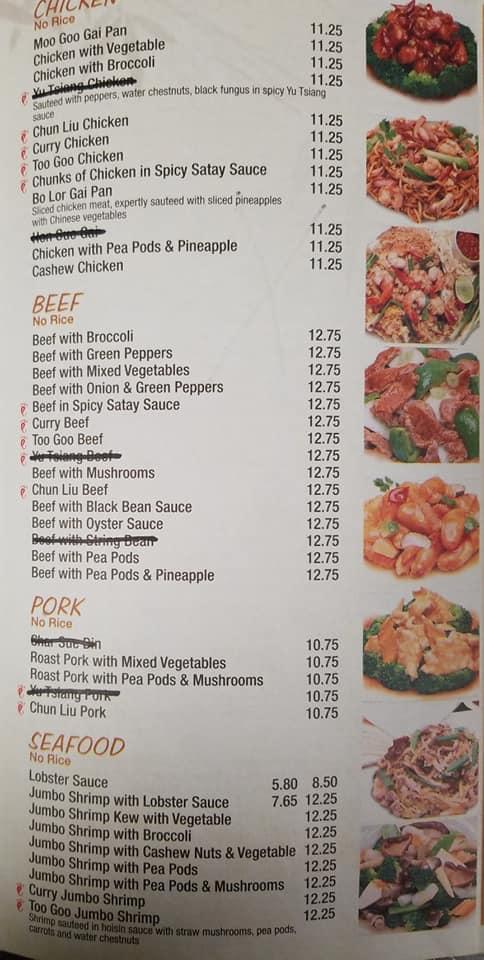 Menu at Jade III restaurant, Amesbury