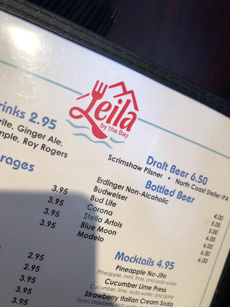 Menu at Leila by the Bay restaurant, Hercules