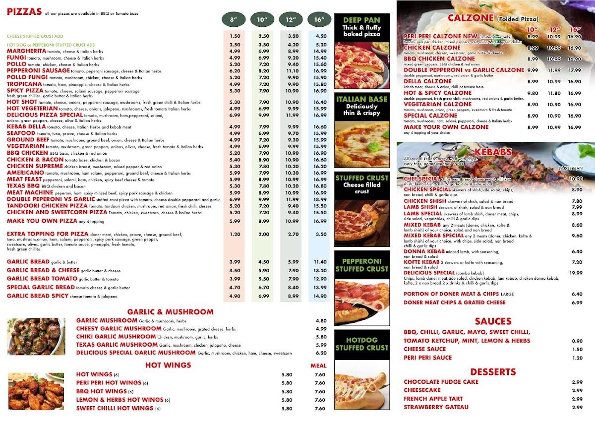 Menu at Little Milan pizza pizzeria, Sheffield