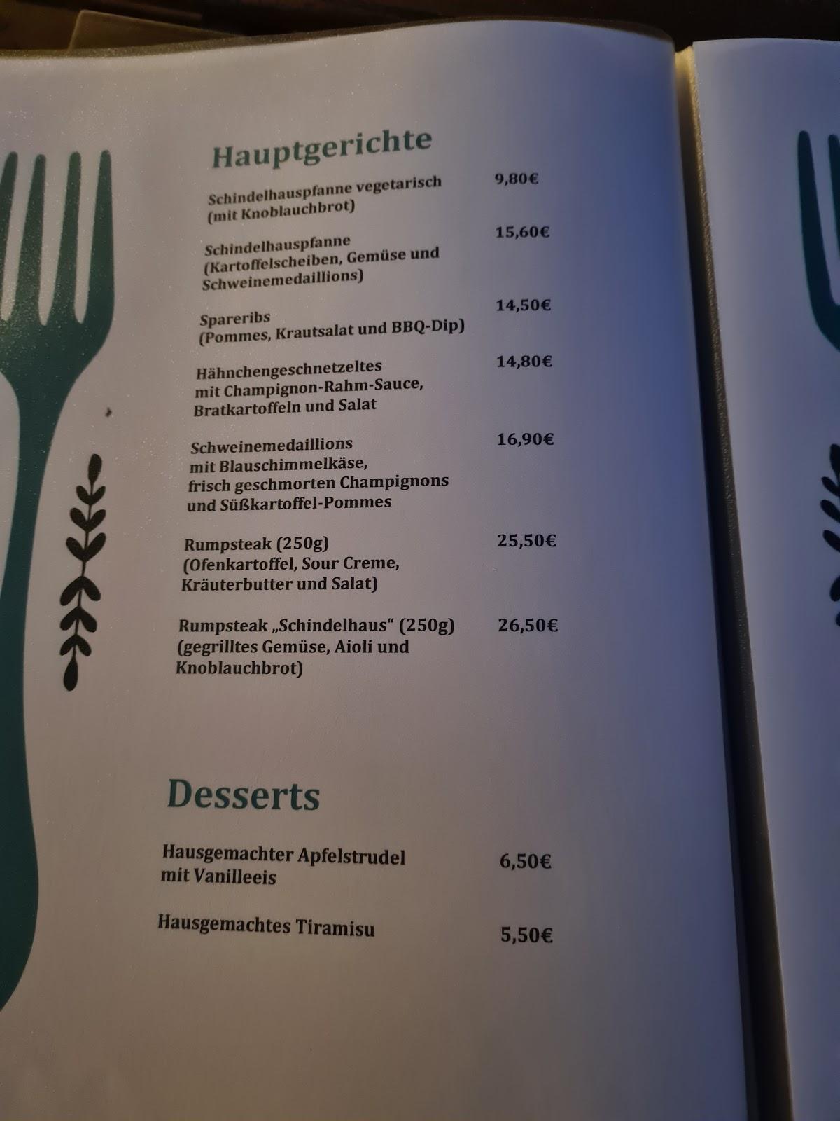 Speisekarte von Schindelhaus Kassel restaurant, Kassel
