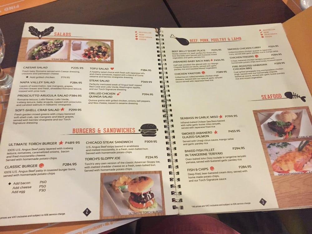 Menu at Torch Restaurant, San Juan, J324+99G