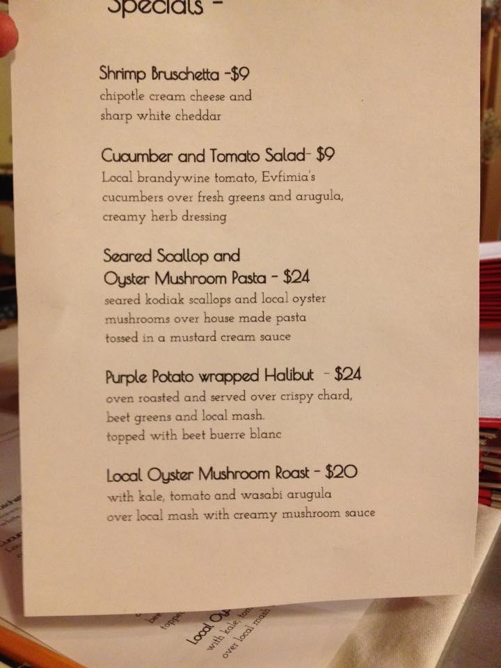 Menu at Two Sisters Bakery, Homer