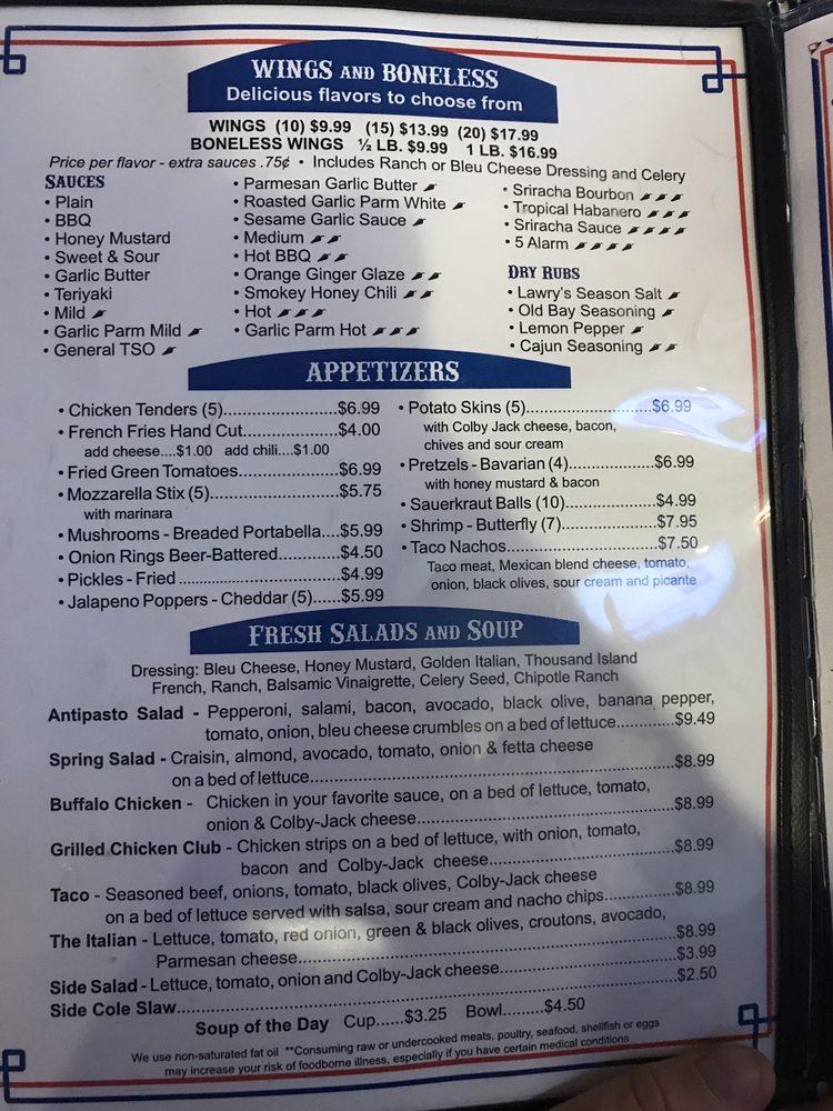 Menu at Wonder Bar & Grille - Milan, OH, Milan, 48 Front St