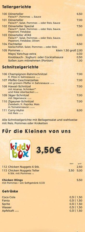 Speisekarte von Atas Grill pizza, Beckum