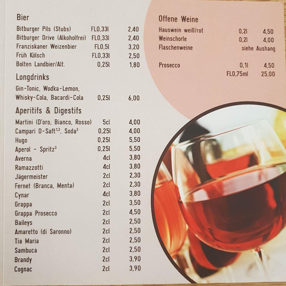 Menu at Bistro am Berliner Platz restaurant, Mönchengladbach