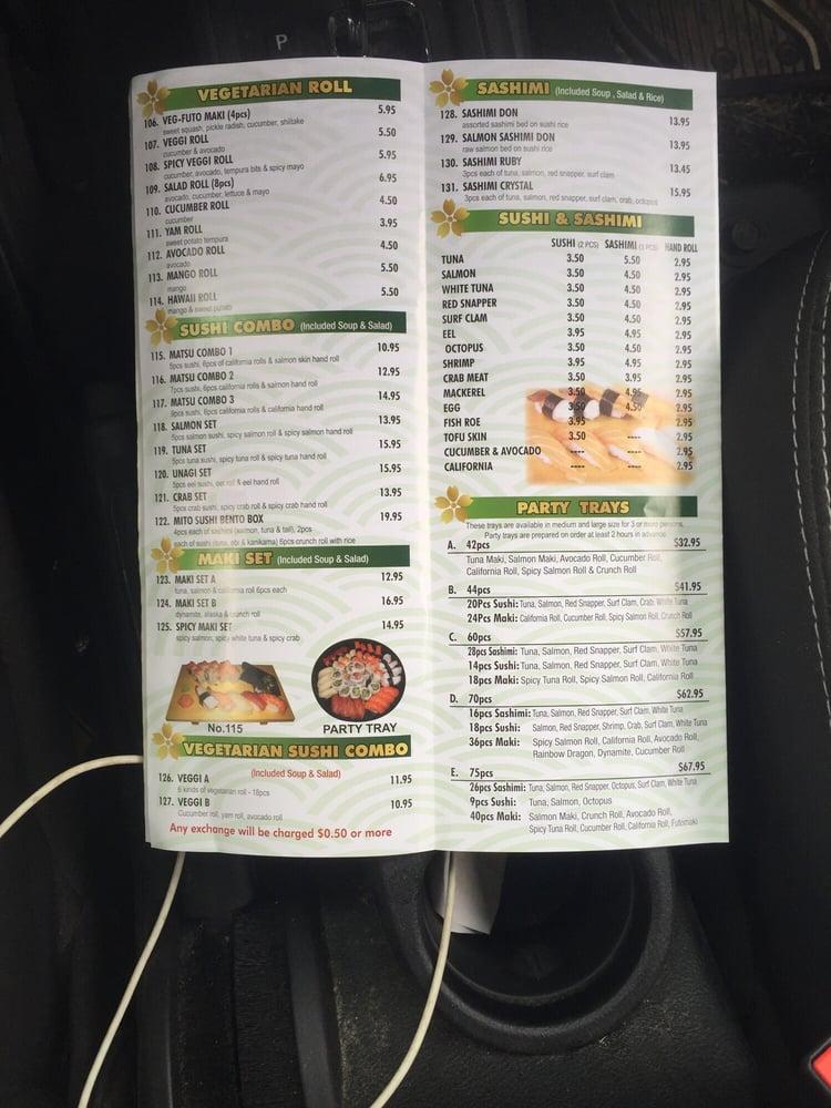 Menu at Mito Sushi Bowmanville Mall restaurant, Bowmanville