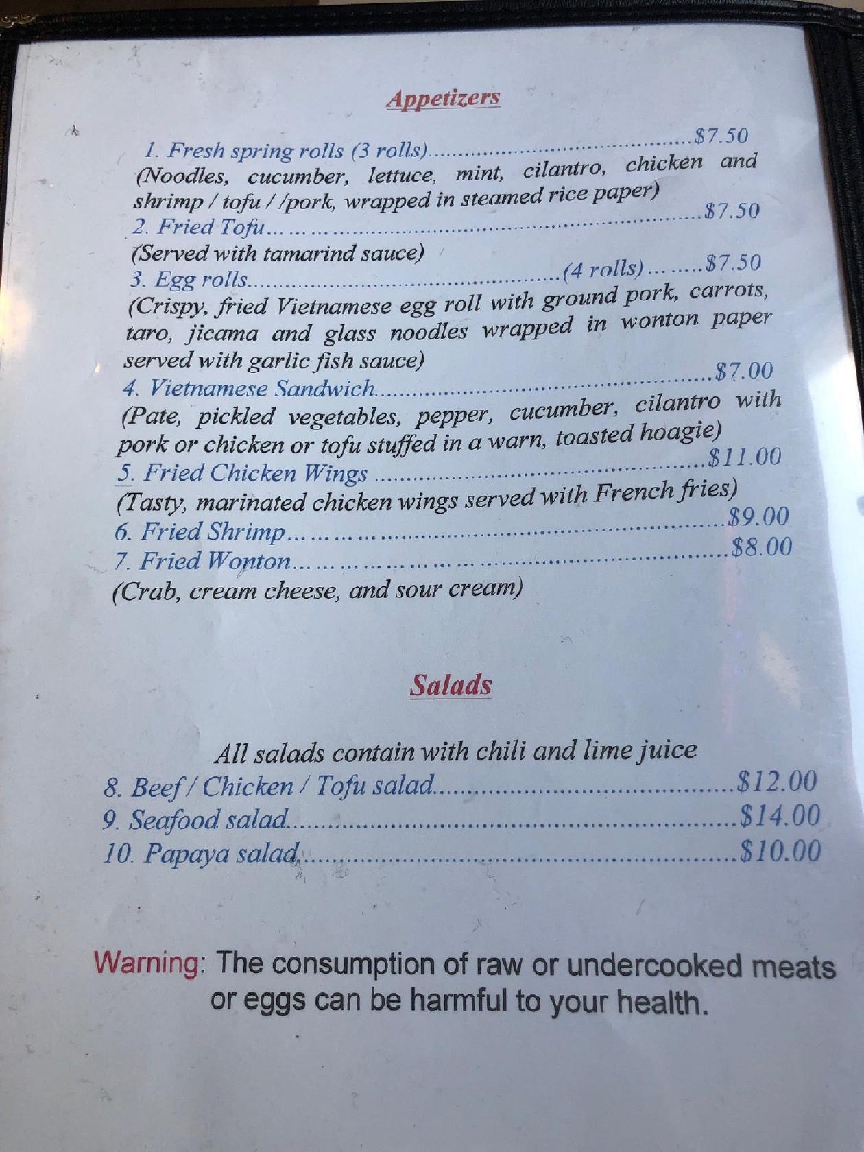 Menu at Pho' Vietnam #8 restaurant, Anchorage, 602 E Fireweed Ln