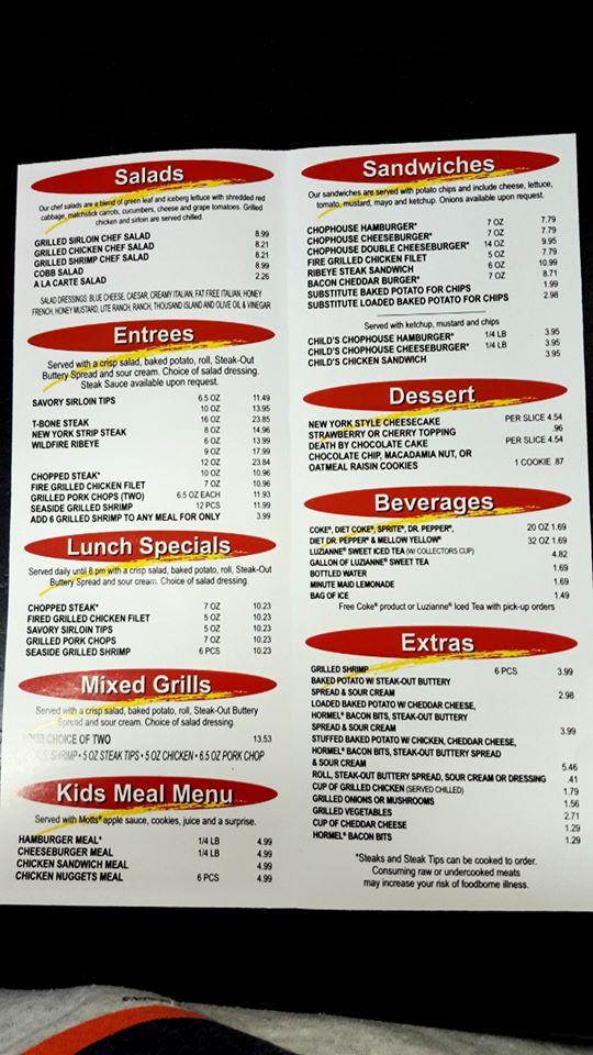 Menu at Steak-Out Charbroiled Delivery steakhouse, Decatur, 6th Ave SE