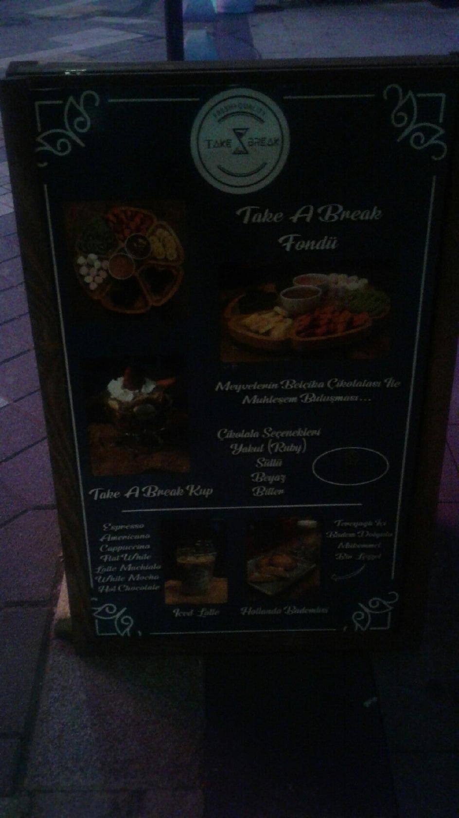 Menu at Take A Break, Yalova