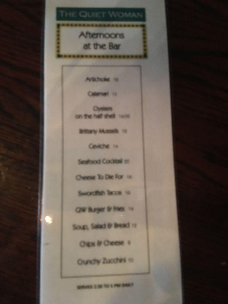 Menu at The Quiet Woman pub & bar, Newport Beach