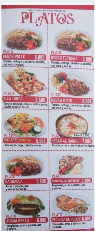 Menu at A La Turca restaurant, Banyeres de Mariola