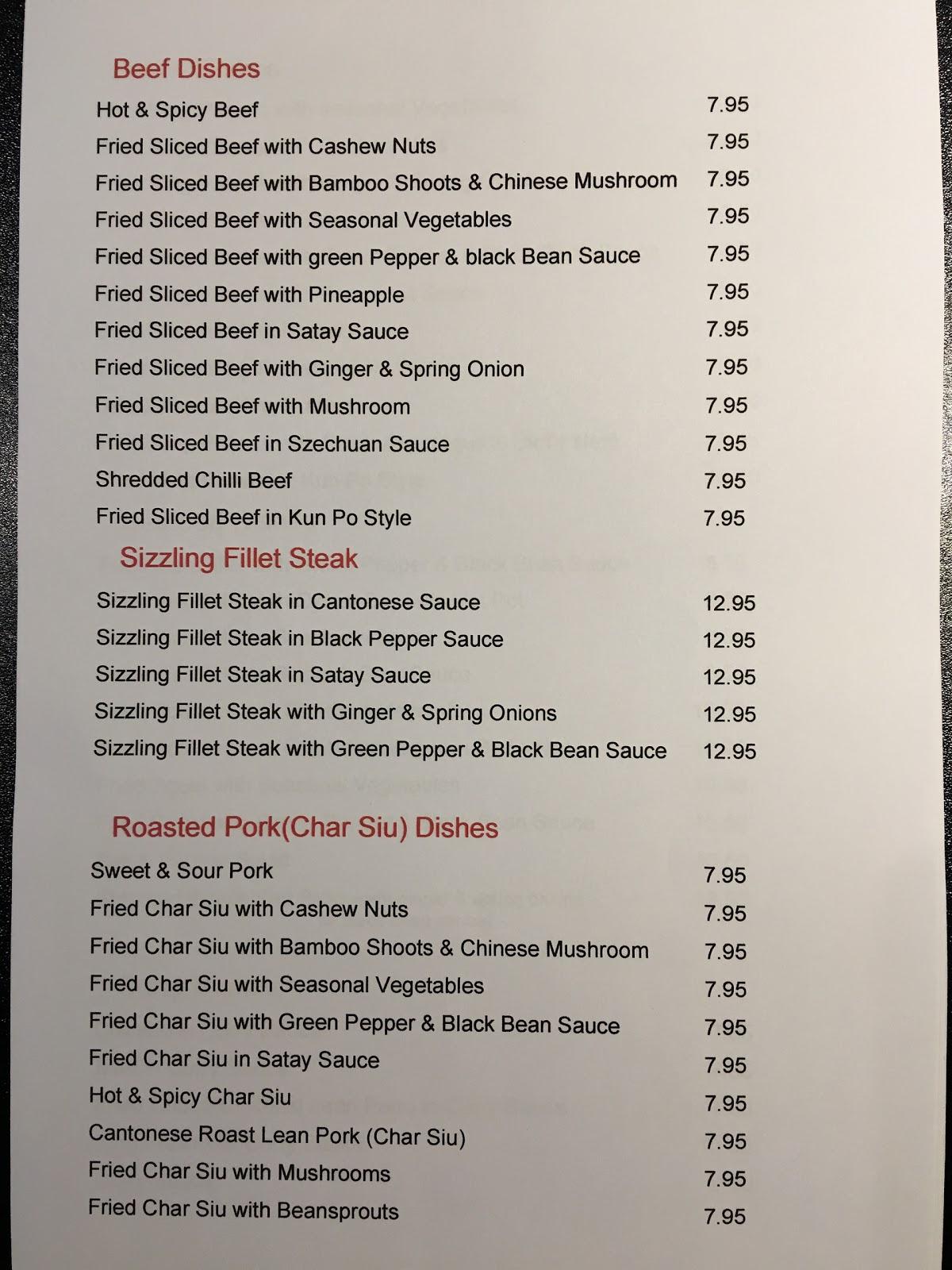 Menu at New China Cottage restaurant, Bury