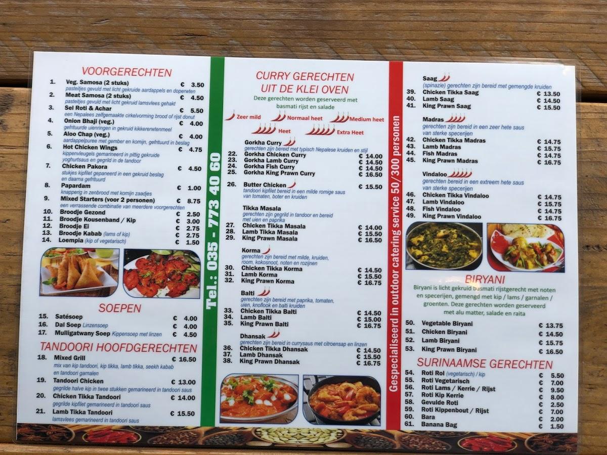 Speisekarte von Gorkha Kitchen Surinaams, Hilversum