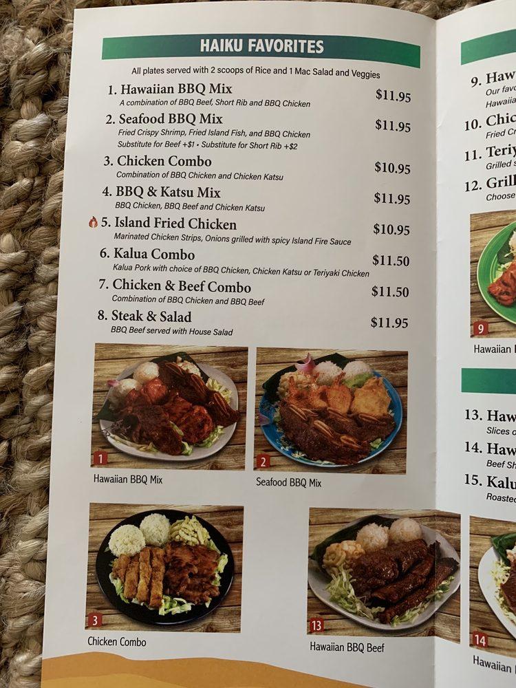Carta de Haiku Hawaiian BBQ, Salinas