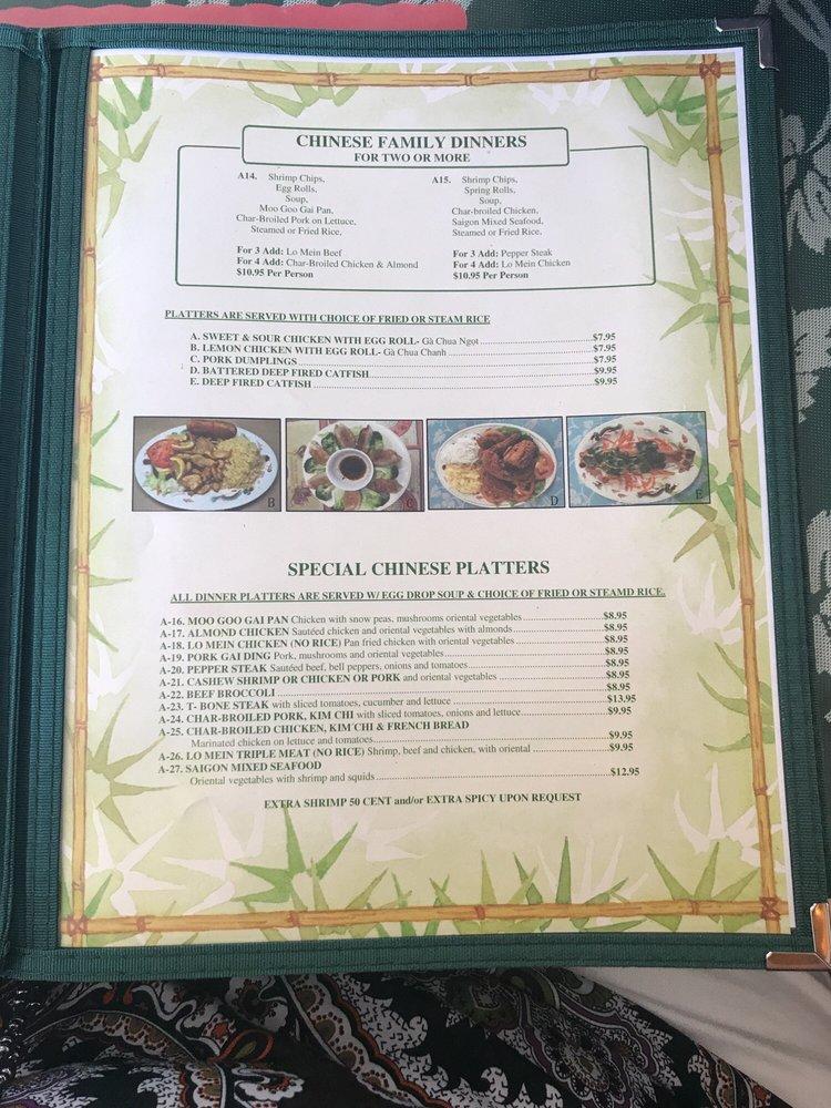 Menu at Saigon Oriental Restaurant, Wichita, N Broadway St