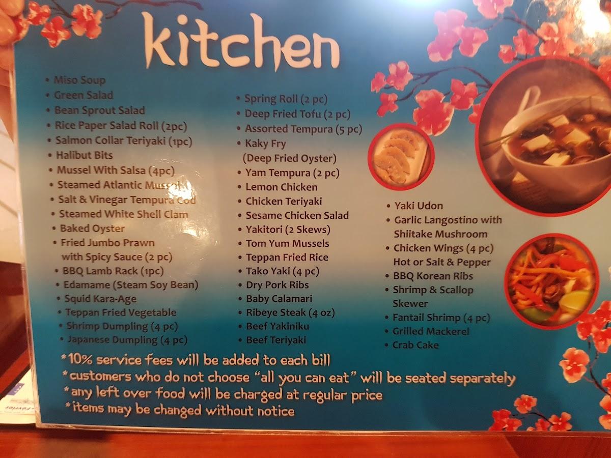 Menu at Shiso restaurant, Red Deer