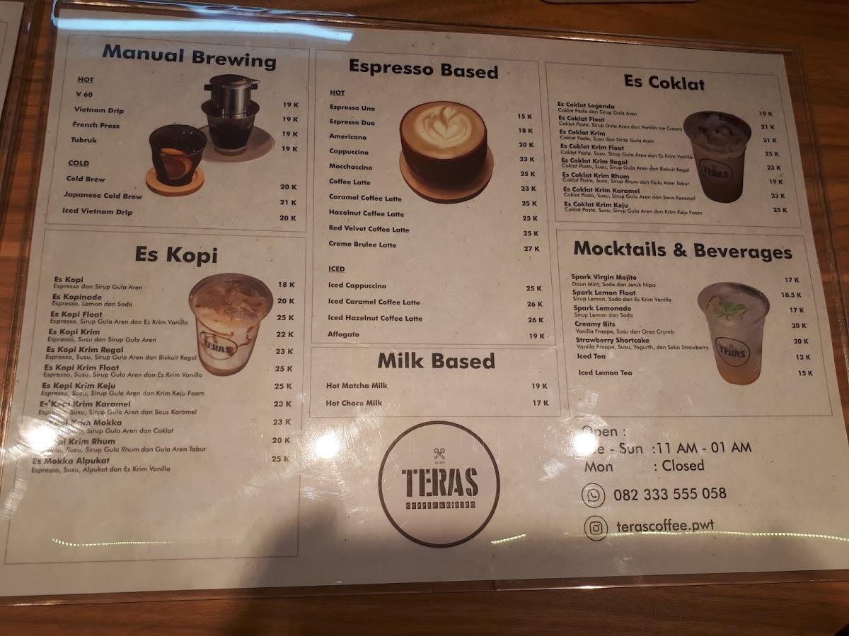 Carta de Teras Coffee & Bistro, Purwokerto