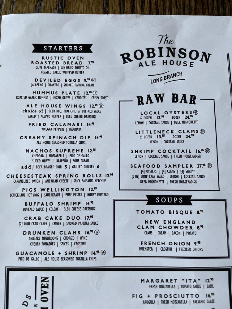 Menu at The Robinson Ale House - Long Branch pub & bar, Long Branch
