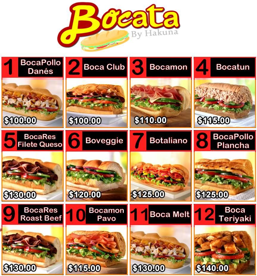 Menu at Bocata by Hakuna restaurant, Santo Domingo