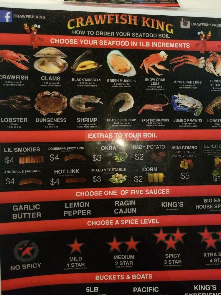 Menu at Crawfish King pub & bar, Seattle