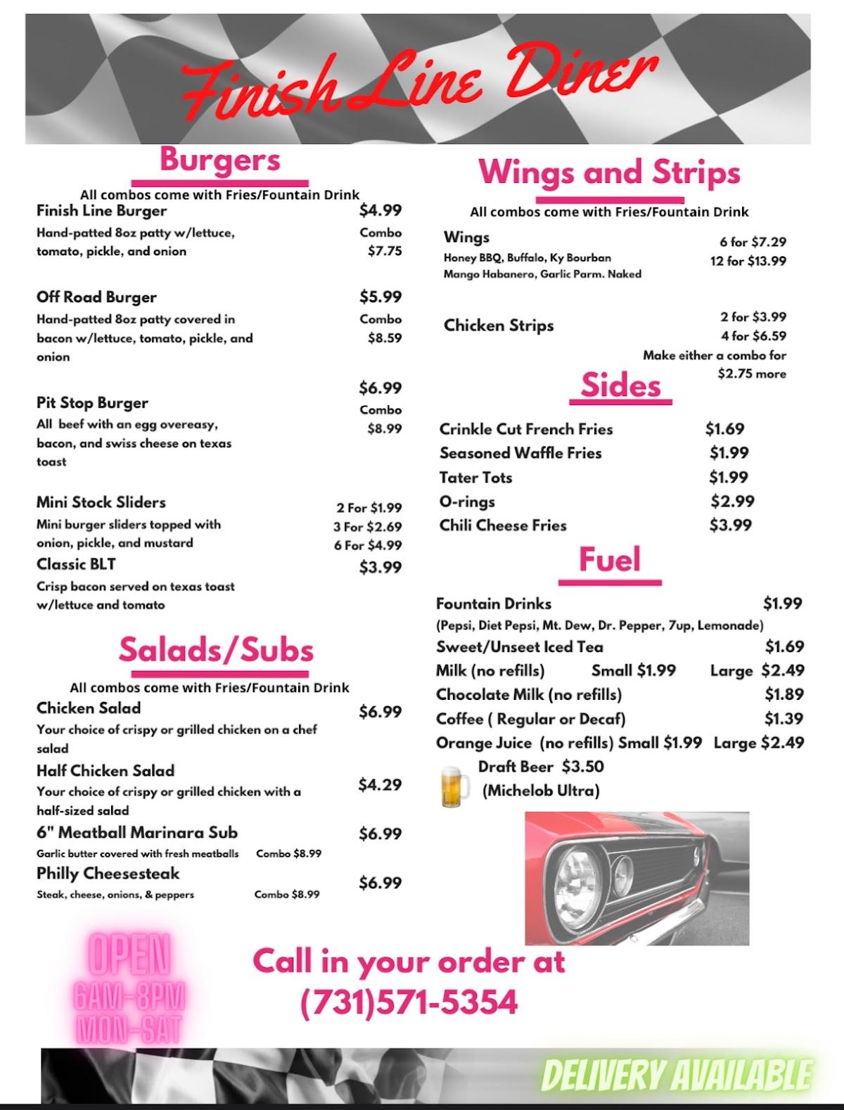 Menu at Finish Line Diner pub & bar, Camden