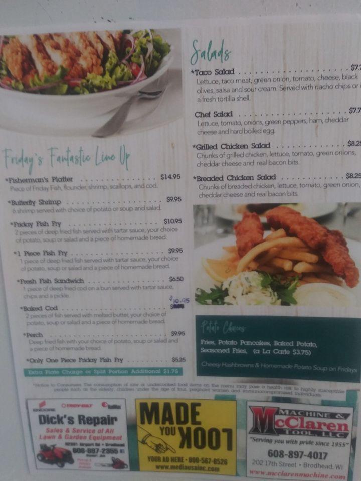 Menu at K's Outback restaurant, Orfordville
