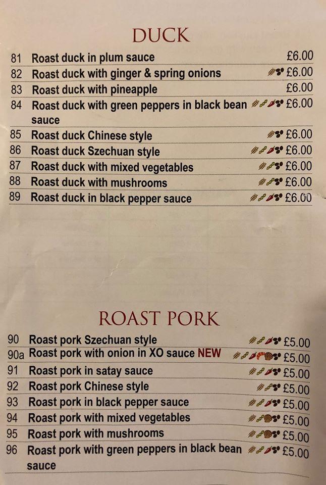 Menu at The Peking Palace fast food, Swanscombe