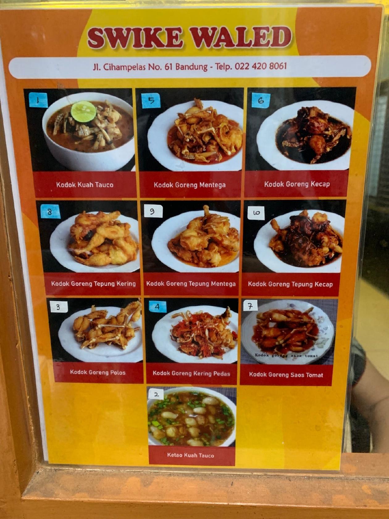Menu at Swike Waled Rumah Makan restaurant, Bandung