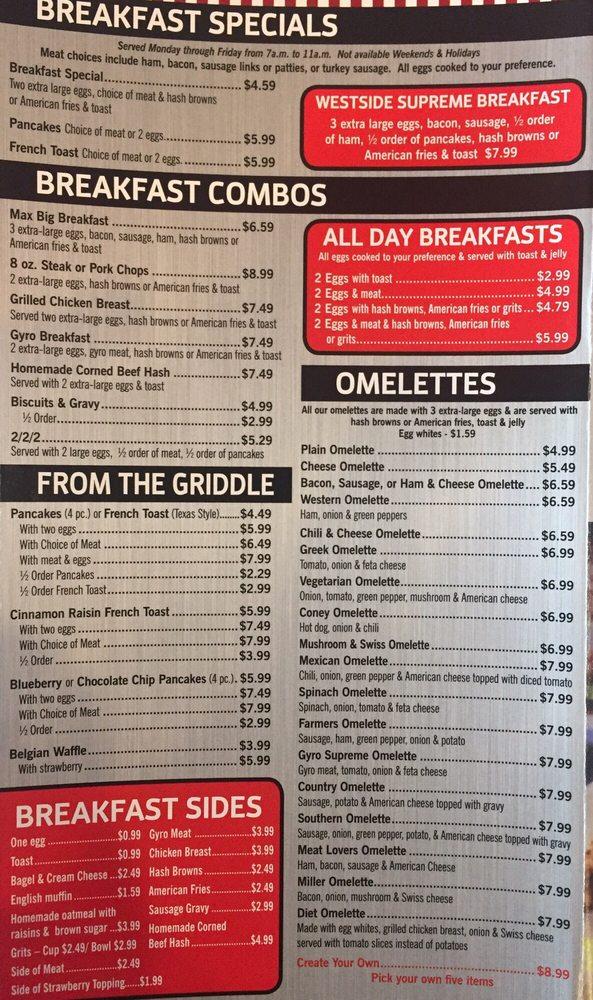 Menu at Westside Family Dining fast food, Novi