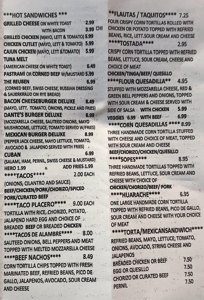 Menu at Amada's Kitchen AUTHENTIC MEXICAN food restaurant, Washingtonville