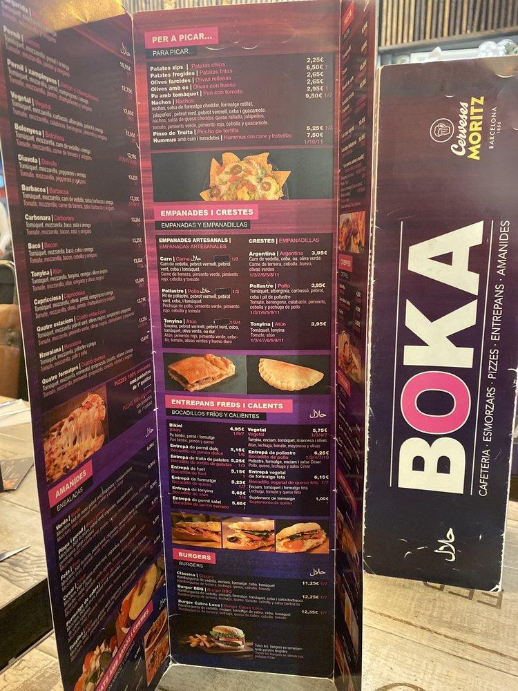 Menu at Boka pub & bar, Barcelona