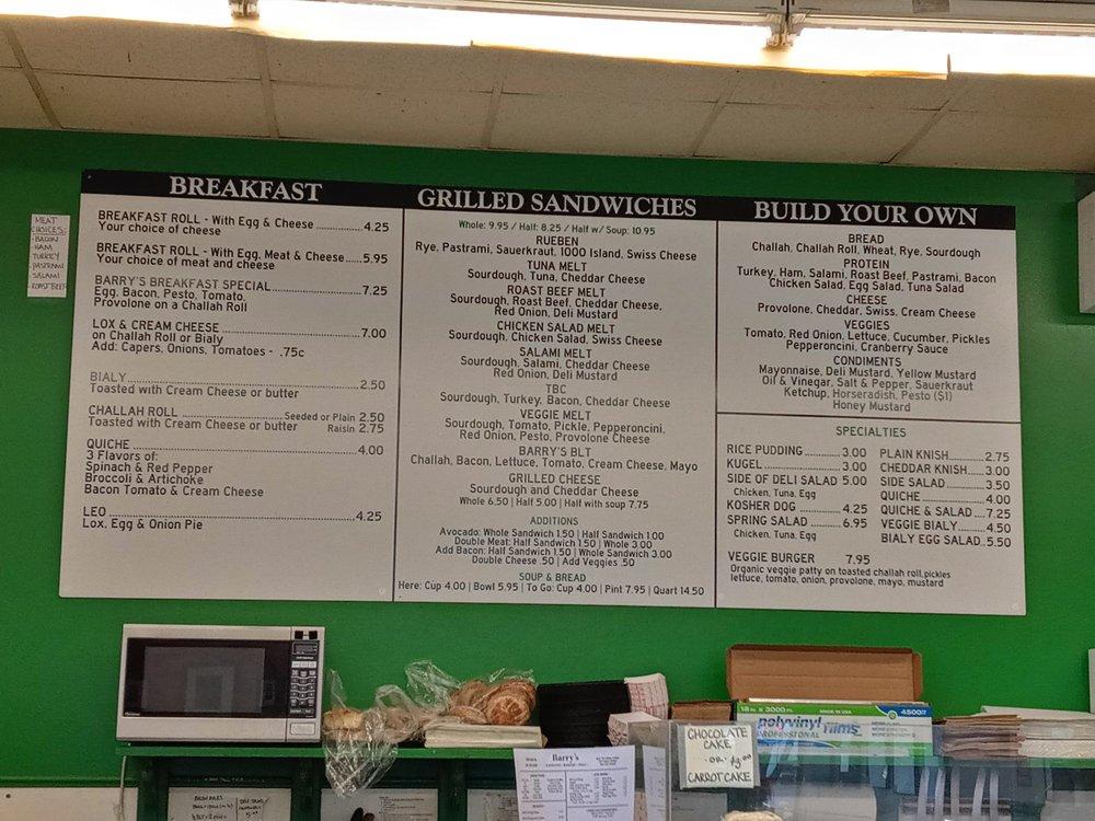 Menu at Barry's Espresso Bakery & Deli, Eugene, Oak St