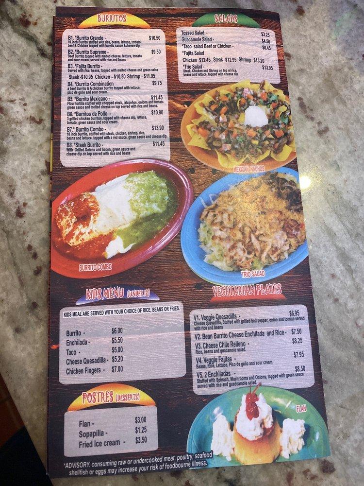 Menu at Chabely's Mexican Grill restaurant, Cottondale