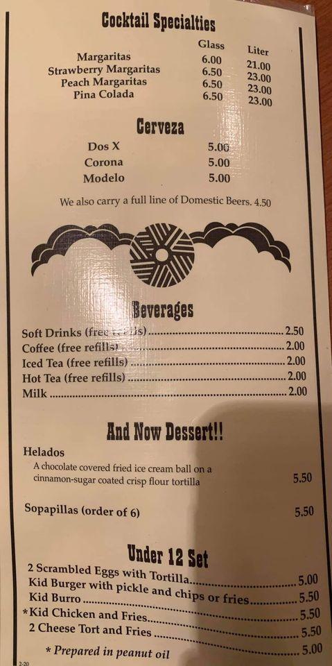 Menu at El Bee's restaurant, Waterloo, N 240th St