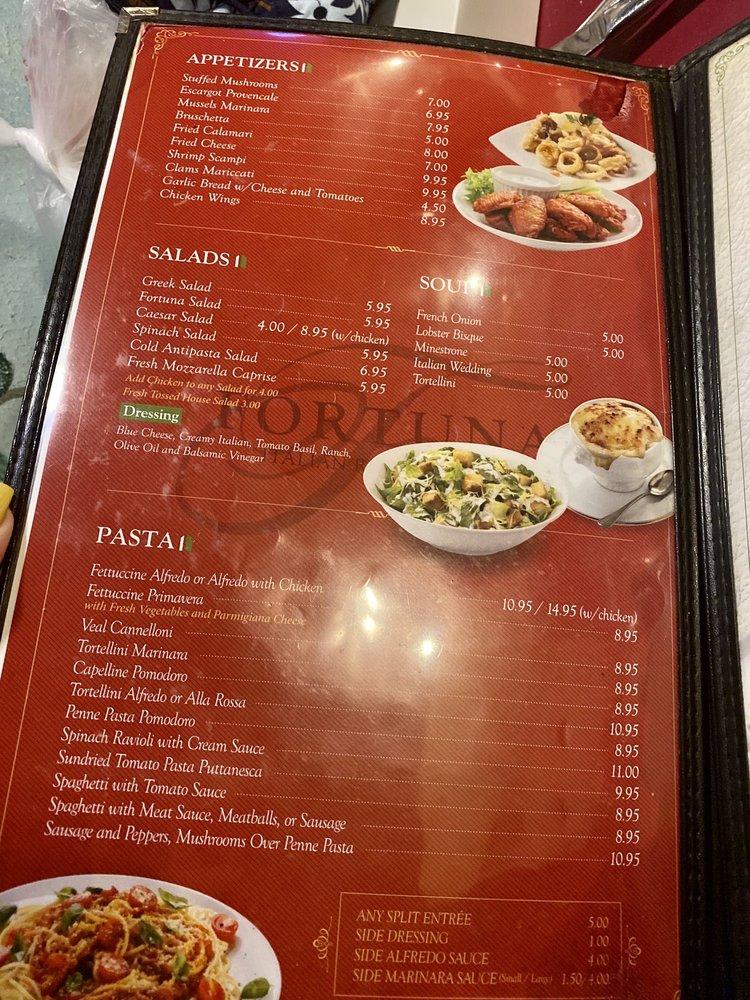 Menu at Fortuna Italian Restaurant, Fort Worth