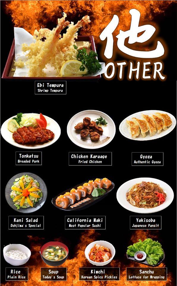Menu at Izakaya Dohjima restaurant, Cabuyao