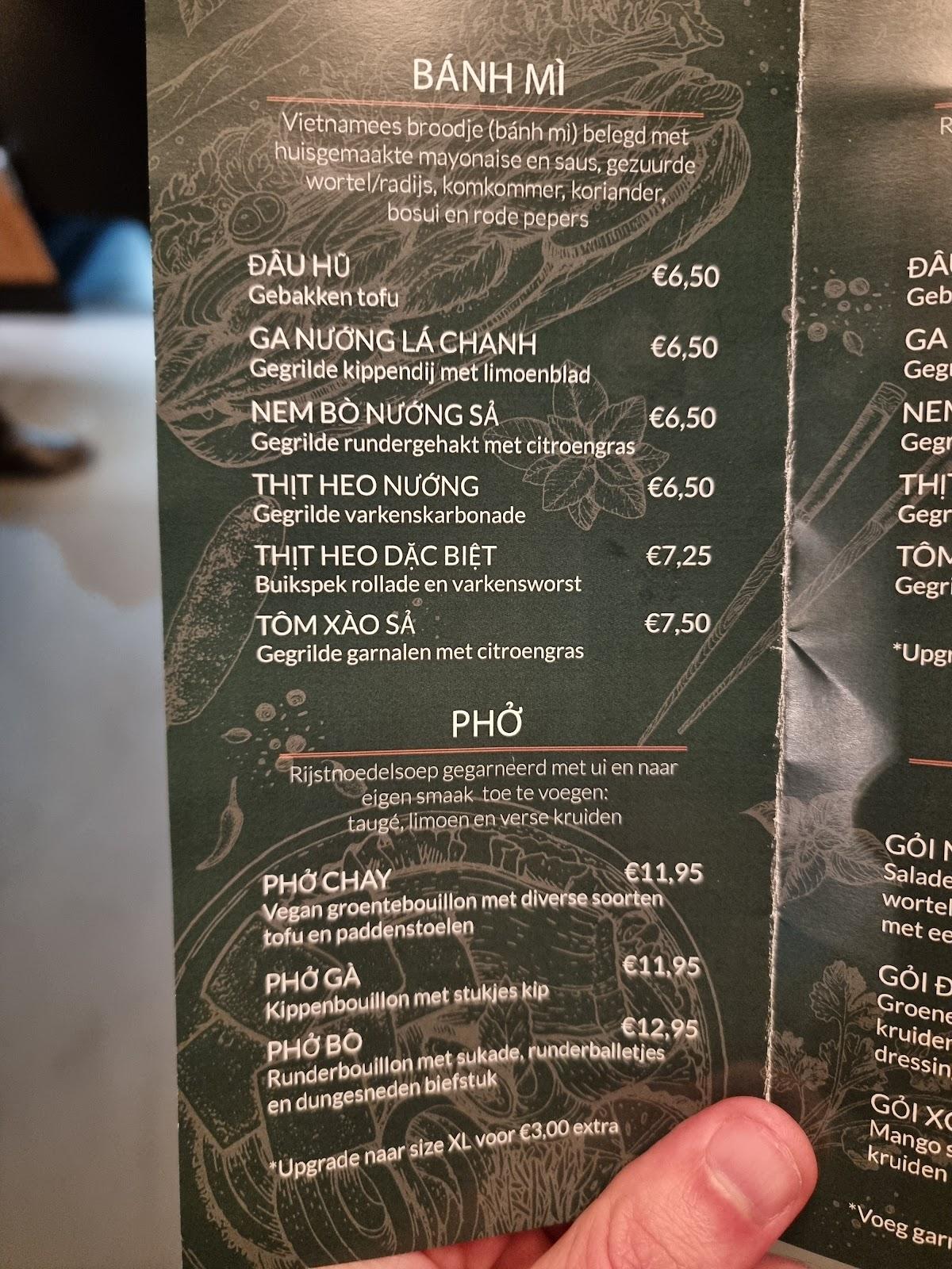 Menu at MAM Vietnamese Street Food, Nijmegen