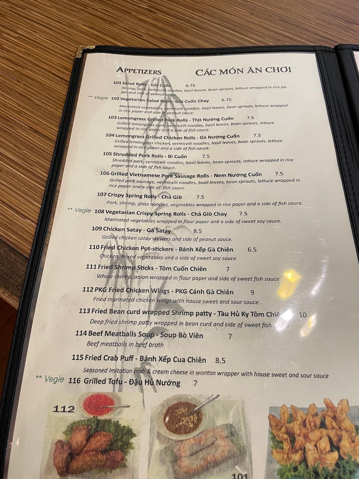 Menu at Phở King Good restaurant, Beaverton