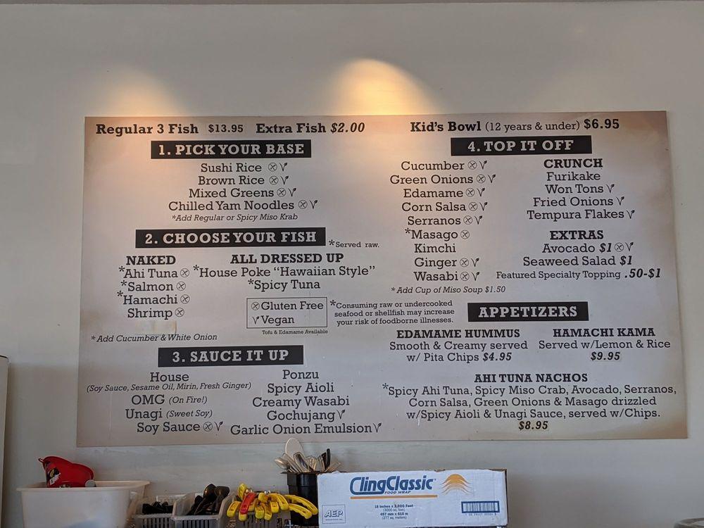 Menu at Poke Poke Fish Bar, Santa Clara