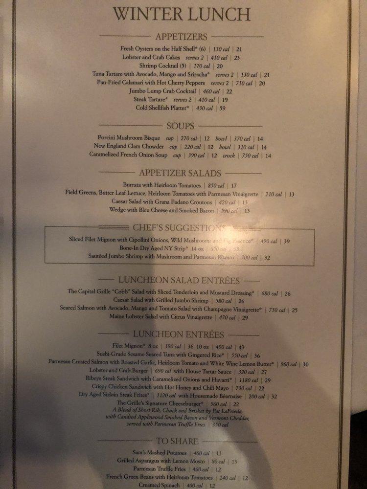 Menu at The Capital Grille pub & bar, Washington, 601 Pennsylvania ...