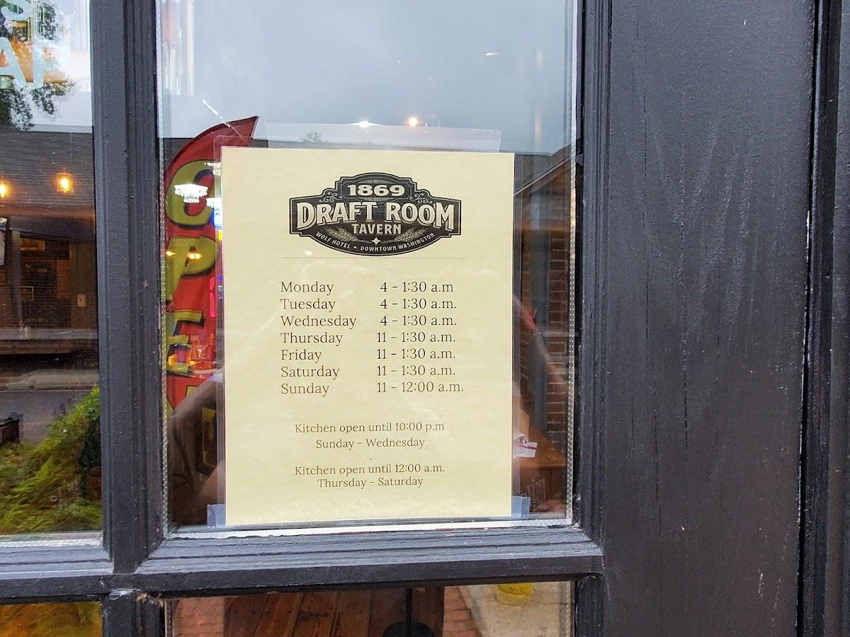Menu at 1869 Draft Room pub & bar, Washington
