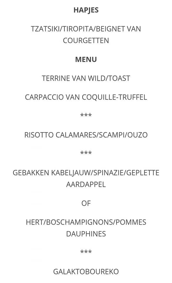 Menu at Grand Mere, Boechout