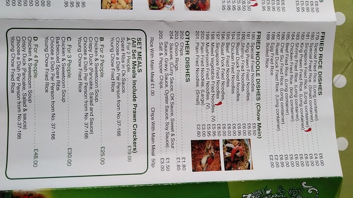 Menu at Jade Dragon restaurant, Pudsey, 14-16 Lidget Hill