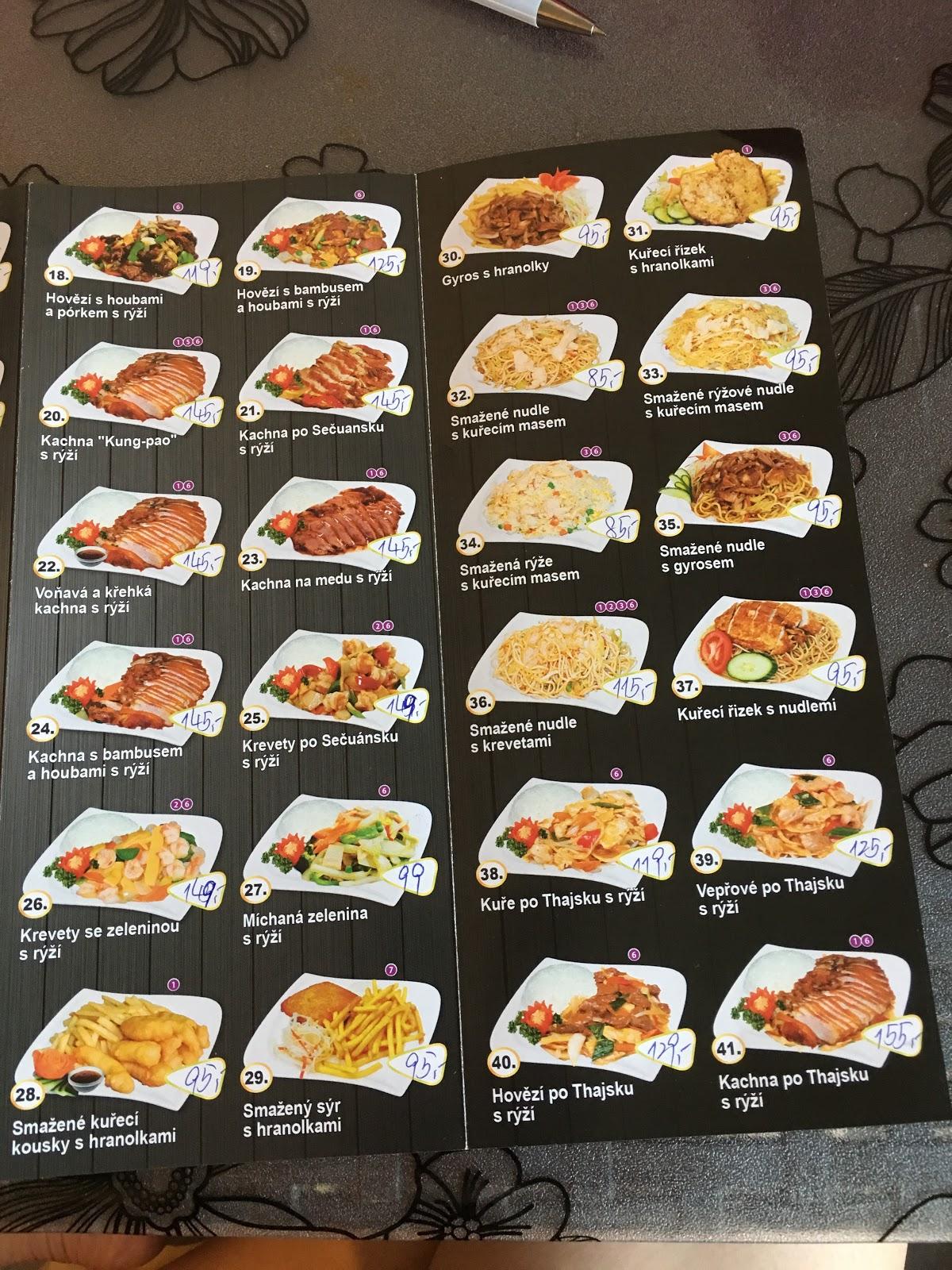 Menu at Čínská restaurace TIANYOU restaurant, Vlašim