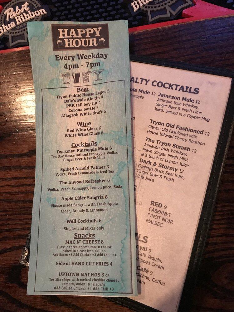 Menu at Tryon Public House, New York City